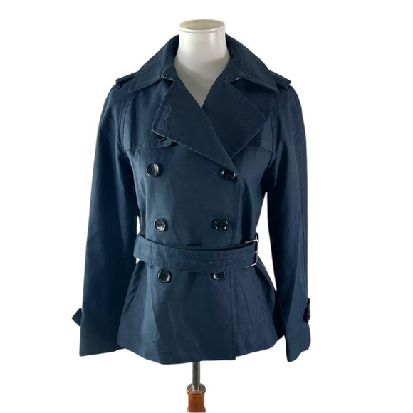 Coach | Jackets & Coats | Coach Twill Navy Blue Short Trench Coat Size ...